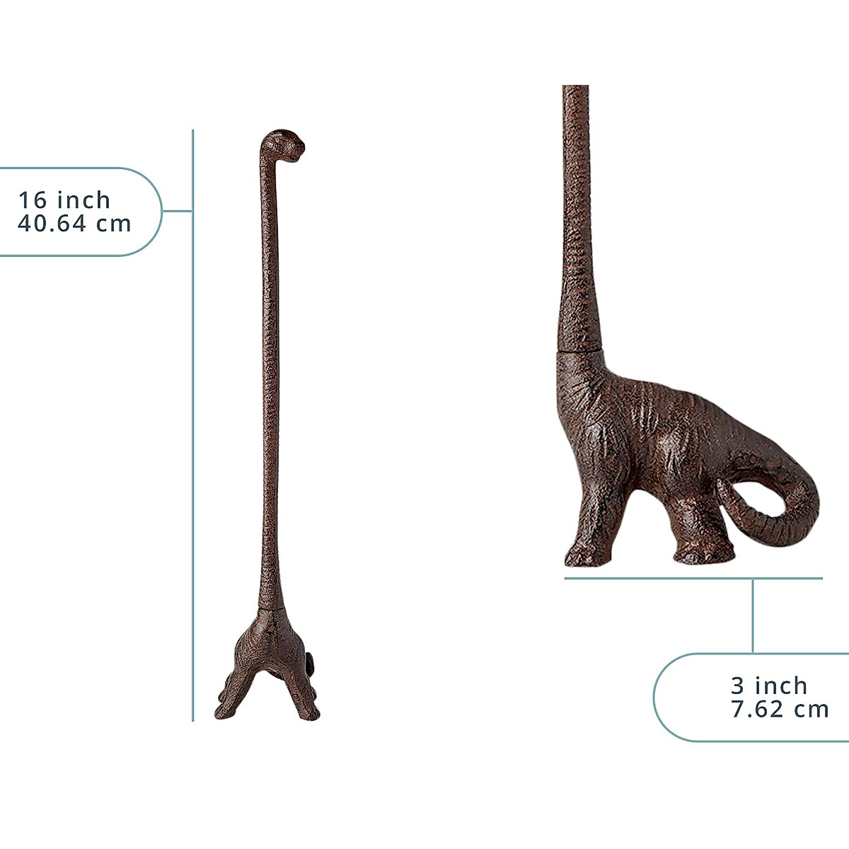 Paper Towel Holder or Free Standing Toilet Paper Holder- Cast Iron Dinosaur Paper Holder - Bathroom Toilet Paper Holder or Stand Up Paper Towel Holder - Rustic Brown w/Vintage Finish by Comfify