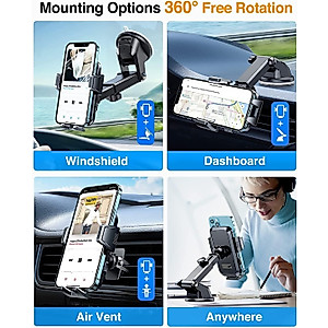 VANMASS 2024【Top Military-Grade】 Phone Holders for Your Car【Ultra Strongest Suction】Cell Phone Mount Universal Dashboard Windshield Vent Stand Cradle for iPhone 15 14 13 Pro Max Samsung Galaxy Android