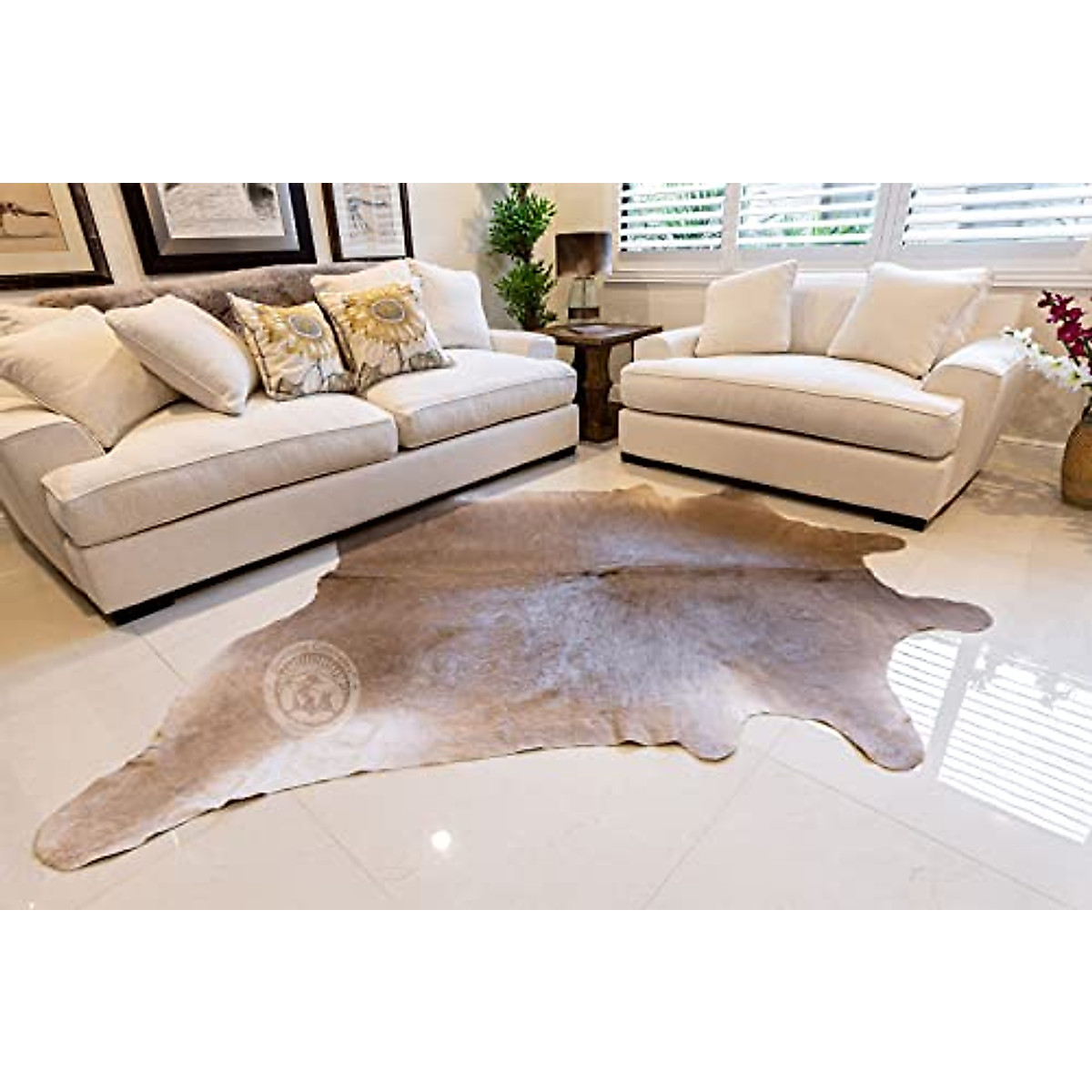 Genuine Taupe Grey Cowhide Rug 6 x 6-7 ft. 180 x 220 cm