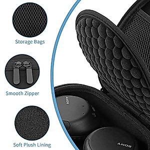 Yinke Case for Sony WH-CH710N / WH-CH720 /WH-CH700N Headphone, Travel Protective Cover Storage Bag (Black)