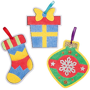 Baker Ross AX485 Christmas Sand Art Decorations - Pack of 12, Festive Tree Ornaments for Creative Craft Activities to Make and Decorate