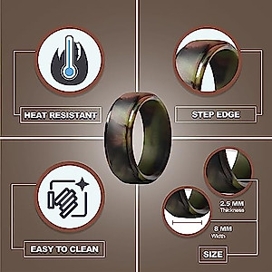 Truly Alpha Camo Mens Silicone Wedding Band - Pack of 2 | Green Camo Silicone Rings for Men | 6mm Silicone Ring Men | Flexible Silicone Wedding Band Men | Rubber Rings Men Size 13