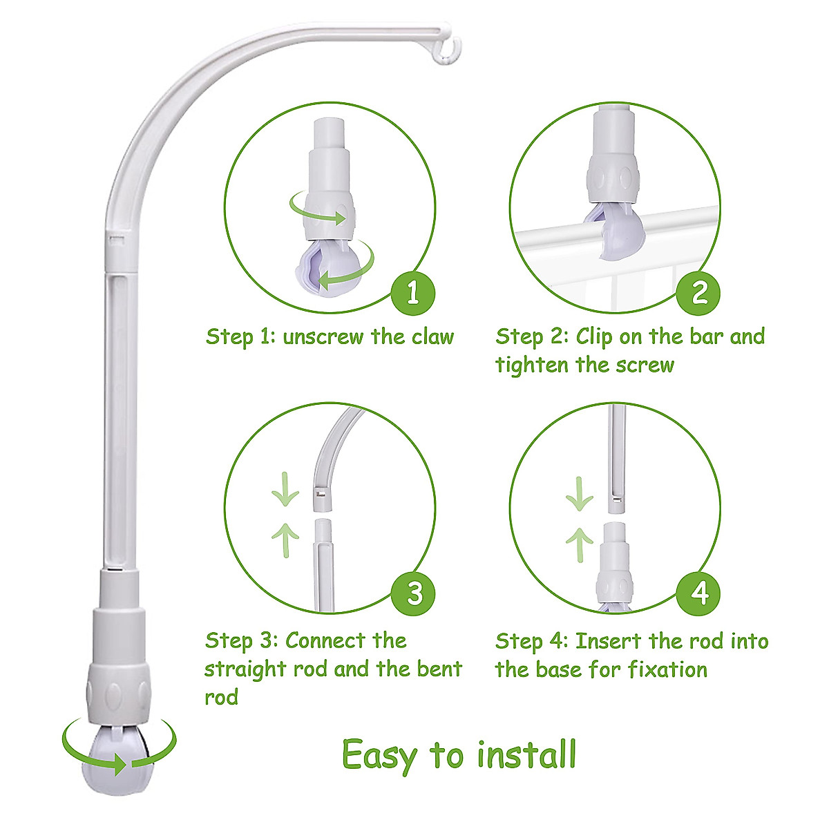 Musical Baby Crib Mobile for Boys & Girls - Jungle Safari Nursery Mobiles - Bassinet Mobile with Arm Holder