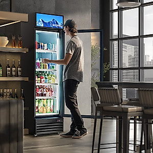 Wilprep One Door Commercial Refrigerator, 12.8 cu. ft. Swing Door Merchandiser Refrigerator with Tempered Glass & LED Lighting, ETL Listed Fog Free Beverage Display Refrigerator for Office Bar Store