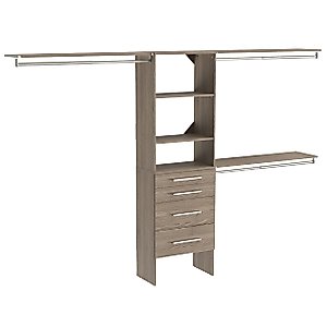 ClosetMaid 1936140 SuiteSymphony Modern 25-Inch Closet Organizer with Shelves and 4-Drawers, Natural Gray