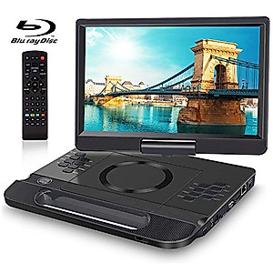 FANGOR 13.3 Inch Portable Bluray Player with 12" HD Swivel Screen, 5 Hours Rechargeable Battery and Remote Control, HDMI Out/AV in, Multi-Media Player, USB/SD Card, Last Memory