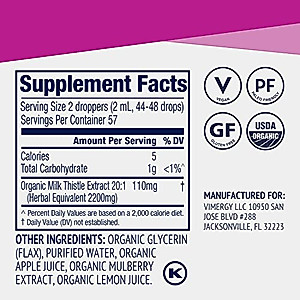 Vimergy USDA Organic Milk Thistle Extract, 57 Servings – Healthy Liver Support Supplement Drops – Liquid Milk Thistle Tincture – No Alcohol Added - Non-GMO, Vegan & Paleo (115 ml)