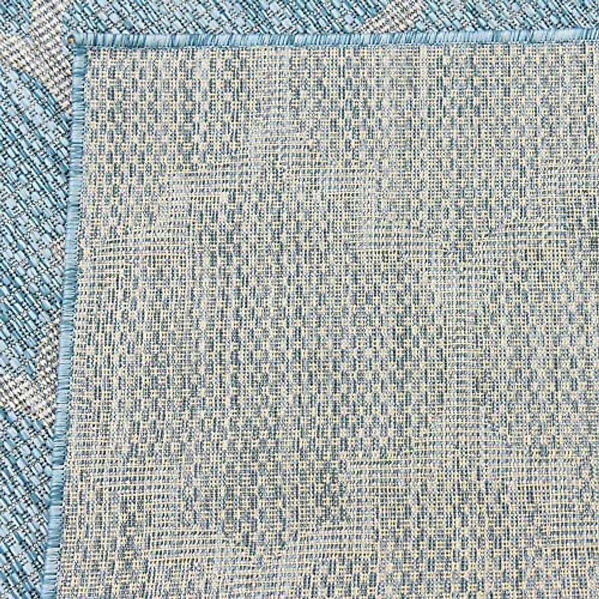 Unique Loom Outdoor Trellis Collection Area Rug (7' 1" x 10' Rectangle, Aquamarine/ Gray)