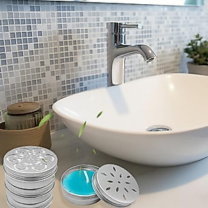 2 Ounce Aluminum Tin Cans, 24Pcs Empty Storage Containers with Hollow Lids,60ml Metal Tin Cans Screw Lid Round Jars Sample for Aromatherapy Air Freshener Candles Salve Spices Candies