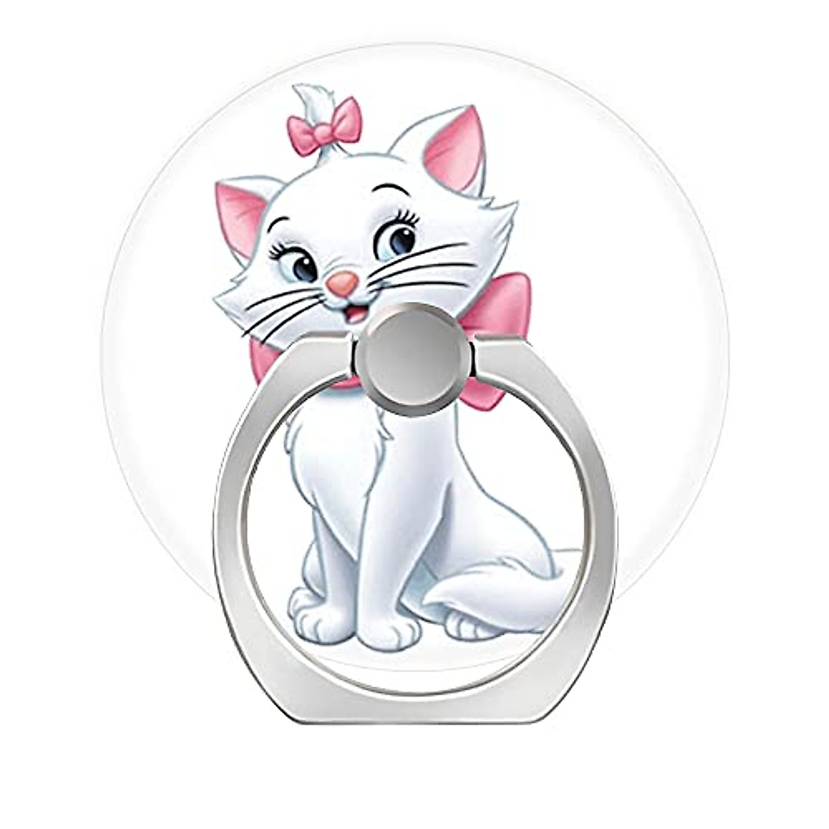 Cell Phone Ring Holder Finger Kickstand,360 Degree Rotation Stand Grip with Car Mount Compatible with All Smartphone - Aristocats Marie cat Pink White