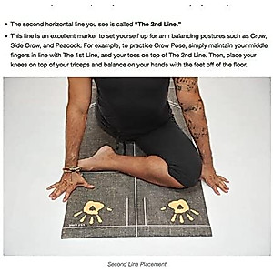 Atmananda Black Yoga Mat, Premium Natural Rubber Top, Educational Alignment Lines, Good for all Yoga Styles, Lightweight, Designed to Help Protect Your Joints (Large (5'7" & above), Bronze)