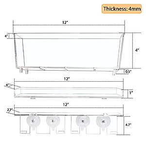 Sumerflos Acrylic Window Planter Box with Drain Tray, Window Plant Shelves with 4 Suction Cup - Detachable Combination for Indoor Outdoor Home Garden Kitchen Planter, Succulents, Herbs - Clear