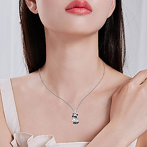 CHENGHONG Raccoon Necklace 925 Sterling Silver Cute Animal Necklace Heart Raccoon Pendant Necklace Raccoon Jewelry Gifts for Women Mom