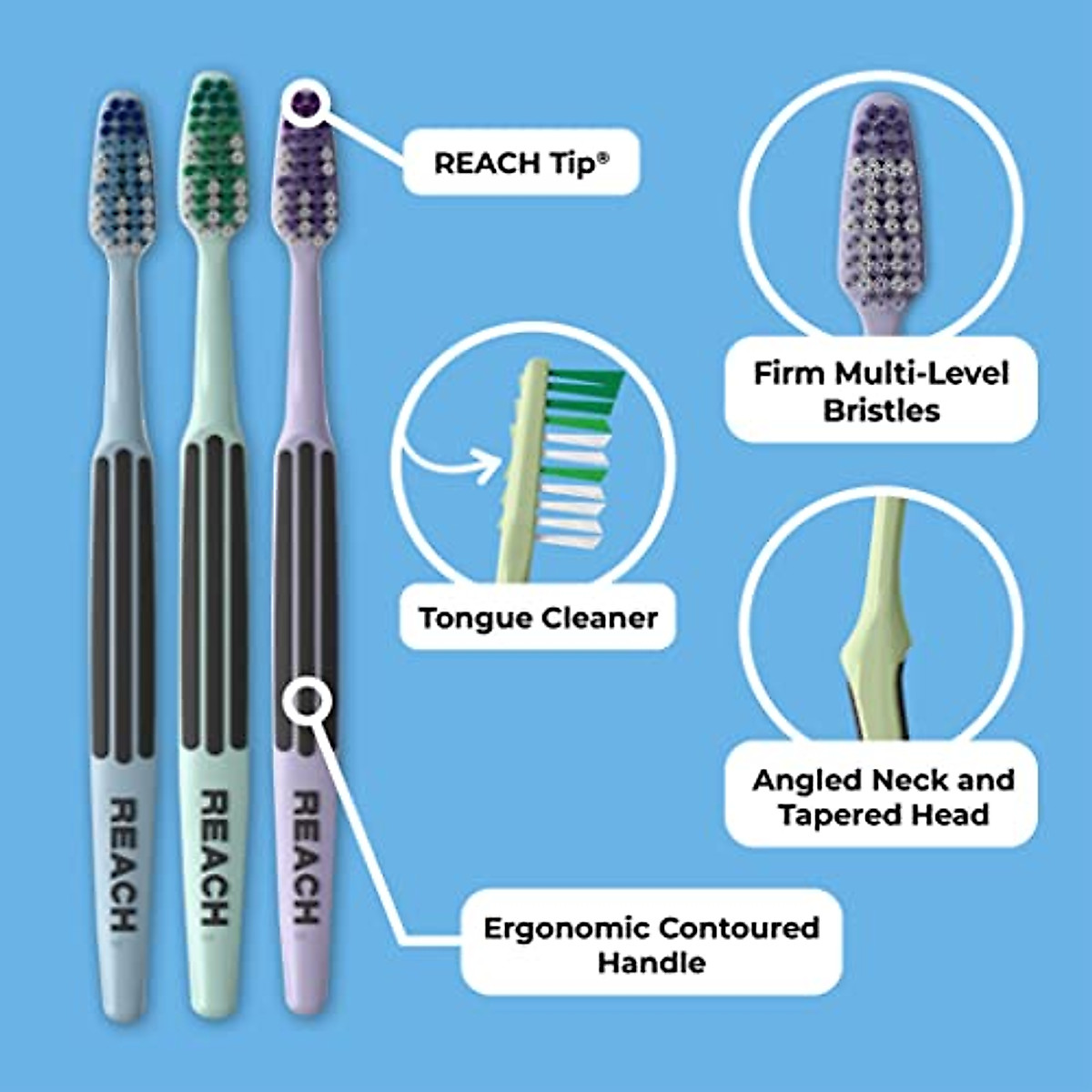 Reach Advanced Design Toothbrush, Firm Bristles, 7 Count Value Pack