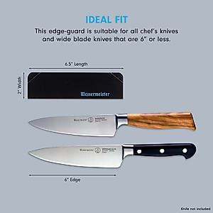 Messermeister 6” Chef’s Edge-Guard, Black - Fashionable & Functional Safety Accessory for Chef’s & Wide-Blade Knives - 2 Blade Entry Notches - 6.5” x 1.9375”