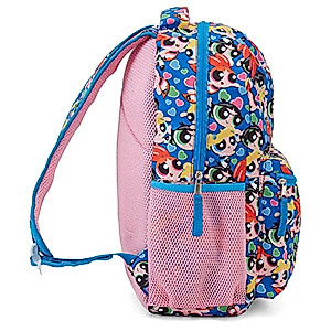 Powerpuff Girls Classic Allover Backpack - Mojo Jojo, Blossom, Bubbles and Buttercup - Officially Licensed Powerpuff Girls School Bookbag (Pink)