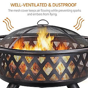 Yaheetech 36in Outdoor Fireplace Wood Burning Firepalce for Bonfire Patio Backyard