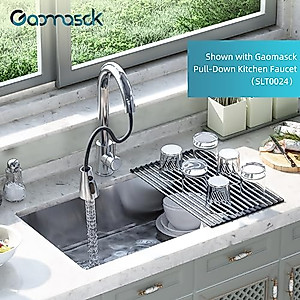Gaomasck Nano Kitchen Sink,30 Inch Single Bowl Workstation Sink,Undermount Kitchen Sink,Stainless Steel Kitchen Sink with Strainer & Roll-Up Drying Rack,16 Gauge