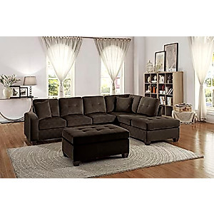 Homelegance Emilio 2-Piece Reversible Sectional Sofa - Chocolate