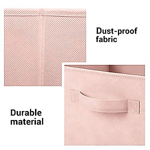 MaidMAX Fabric Storage Bins, Cloth Cube Storage Bins for Home Bedroom Closet Drawers Organizer, Foldable, Pink, 10.5×11 inches, Set of 6