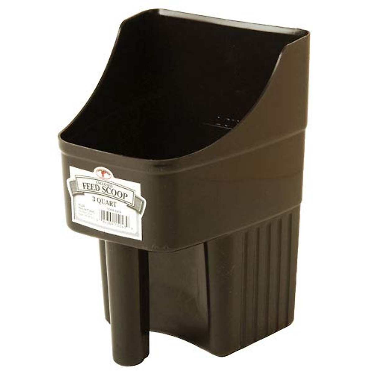 LITTLE GIANT Plastic Enclosed Feed Scoop (Brown) Heavy Duty Durable Stackable Feed Scoop with Measure Marks (3 Quart) (Item No. 150439)
