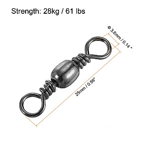 PATIKIL Fishing Barrel Swivels, 50Pcs 61LBS Stainless Steel Solid Ring Terminal Tackle for Saltwater Freshwater Fishing, Black