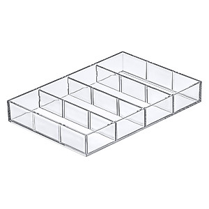 Amazing Abby - Soleil - Acrylic 4-Compartment Sunglass Organizer, Plastic Eyeglass Display Case, Transparent Jewelry Storage Tray, Clear Beauty Supply Holder, Great for Bedroom and Bathroom