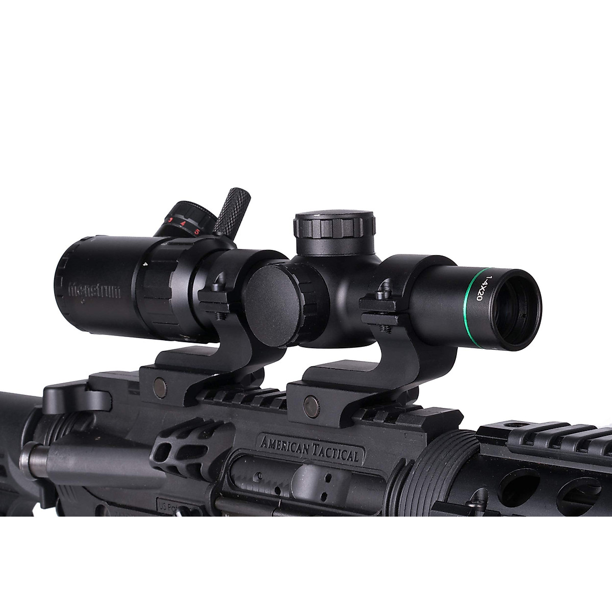 Monstrum 1-4x20 Rifle Scope with Rangefinder Reticle | Monstrum Offset Picatinny Scope Rings | Bundle