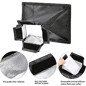 waka Flash Diffuser Light Softbox, [2 Pack] Speedlight Softbox Collapsible with Storage Pouch - 8" Octagon Softbox + 8"x6" for Canon, Yongnuo and Nikon Speedlight