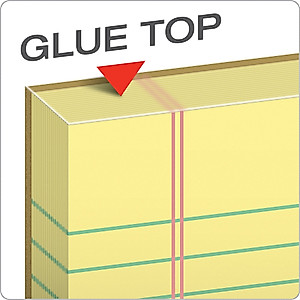 TOPS The Legal Pad Plus Writing Pads, Glue-Top, 8-1/2" x 11", Legal Rule, Canary Paper, 50 Sheets, 12 Pack (71522)
