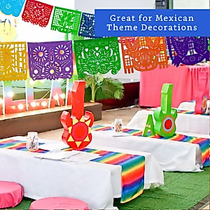 Mexican Party Banners (5 Pack with 10 Plastic Flags per Banner) - Mexican Themed Party Decorations - Papel Picado Mexicano Para Fiesta - Mexican Fiesta Party Decorations - Mexican Décor