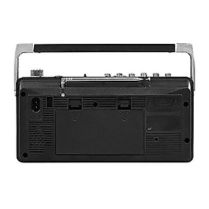 Victrola Mini Bluetooth Boombox with Cassette Player, Recorder and Am/FM Radio, Grey