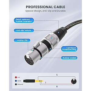 tisino XLR Female to 1/4 Inch (6.35mm) TRS Jack Lead Balanced Signal Interconnect Cable XLR to Quarter inch Patch Cable - 6.6 Feet