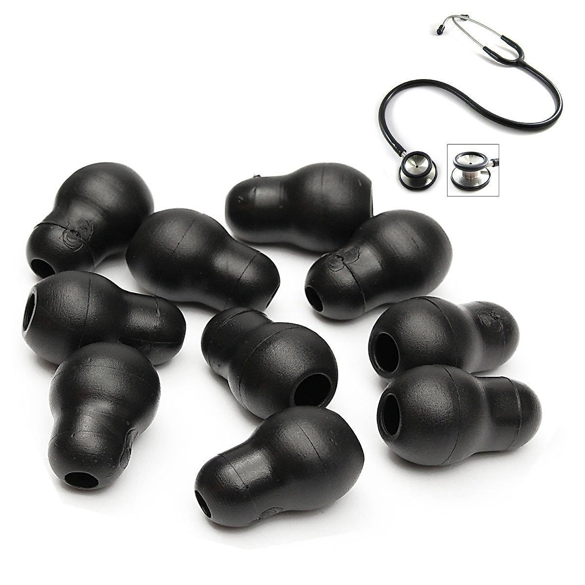 10pcs 2cm Silicone Black Super Soft Earplug Eartips Earpieces For Littmann Stethoscope