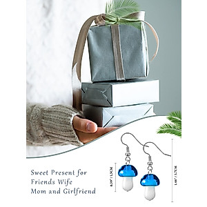 9 Pairs Mushroom Earrings for Women Long Pendant Glass Mushroom Earrings Colorful Steampunk Earrings Creative Funny Earrings Cute Weird Earrings Women's Drop and Dangle Earrings