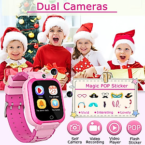 Kids Smart Watch for Toys for 3-10 Year Old Girls, 1.44" HD Touch Screen with 24 Puzzle Games Music Player Dual Camera 12/24 hr Pedometer Flashlight Birthday Gift for Age 5 6 7 8