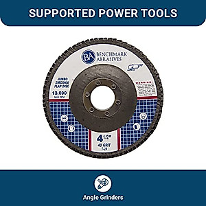 Benchmark Abrasives 4.5" x 7/8" Premium High-Density Jumbo Zirconia Type 29 Flap Discs for Sanding, Stock and Rust Removal, Finishing, Grinding, Deburring (10 Pack) - 40 Grit