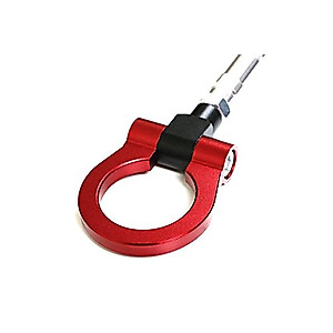 iJDMTOY Red Track Racing Style Tow Hook Ring Compatible with 2008-up Audi A4 A5 A6 A7 S4 S5 S6 S7, Made of Light Weight CNC Aluminum