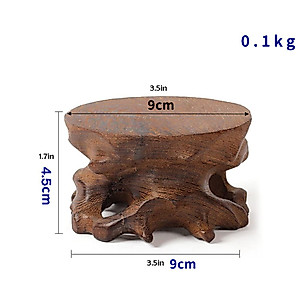 Bonsai Base Round Base Rosewood Handicraft Base Plant Cushion Elevated Solid Wood Teapot Ornaments Root Carving Base Suitable for Home Garden Decoration Indoor Plant Stands (Size : A)