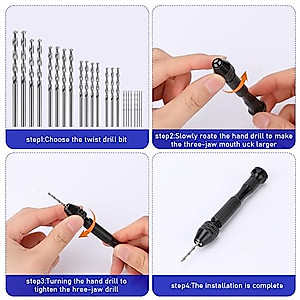 36 Pieces Hand Drill Bits Set, Pin Vise Hand Drill Mini Micro Drill and Twist Drills Precision Hand Mini Drill Bits Set for Resin Polymer Clay Craft Model Jewelry Making
