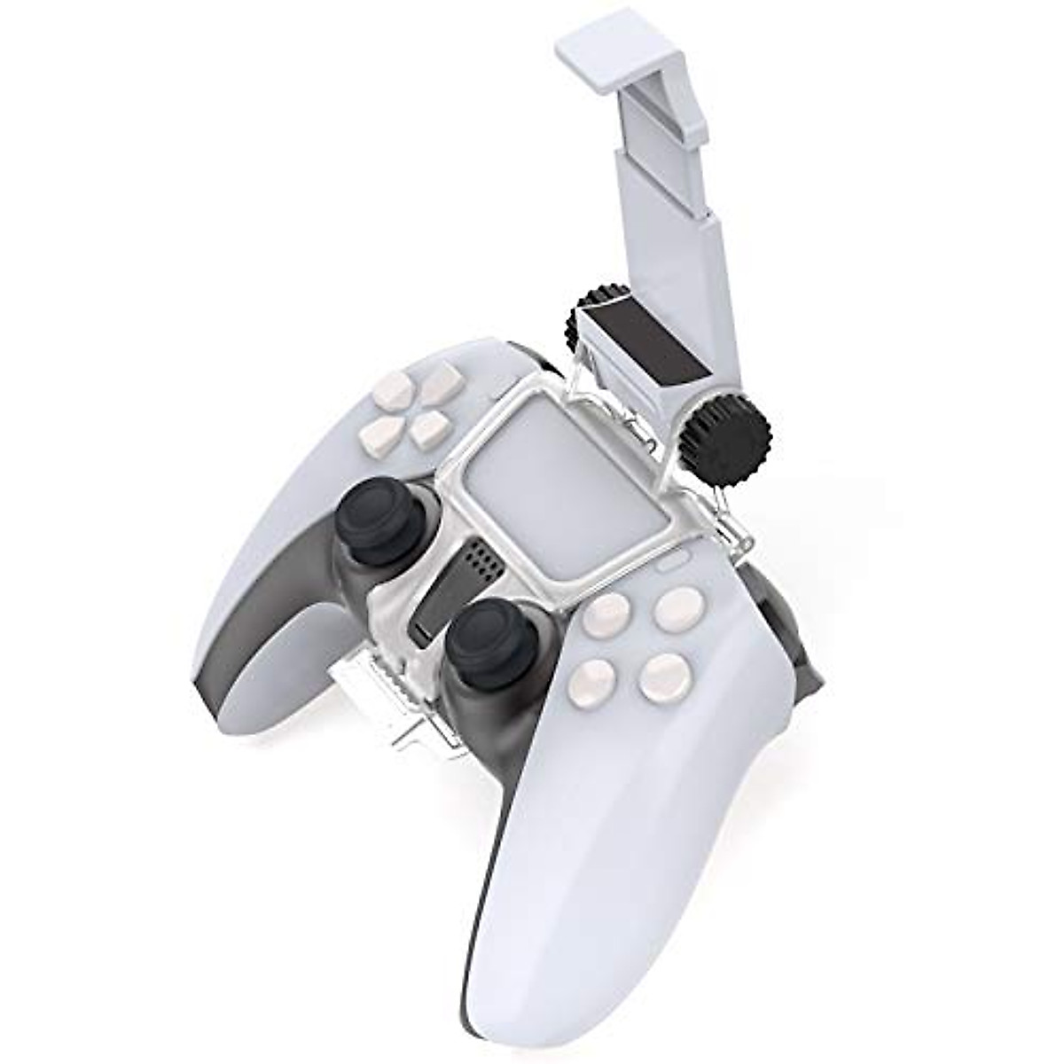PS5 Controller Mobile Gaming Clip, PS5 Controller Phone Mount Adjustable Phone Holder Clamp, White