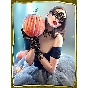 Boao Masquerade Costume Set for Women, Lace Masquerade Mask Gloves Black Gothic Choker Necklace Cosplay Accessories (Elegant Style)