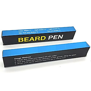 HWU Beard Pencil Filler for Men, Beard Filling Pen Kit, Long Lasting Coverage and Natural Finish - Beard, Moustache and Eyebrows - Beard Dye for Men - Bristle Brush Included (Dark Brown)