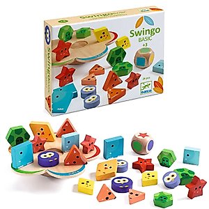 DJECO Basic SwingoBasi Balance Game - Interactive Learning and Recognizing Colorful Geometric Shapes Toy - Educational Toddler & Baby Toys for Girls & Boys, 3+ Years