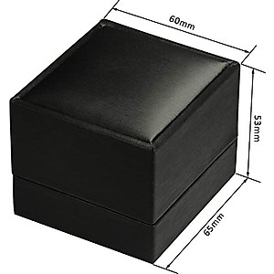 Ring Box for Wedding Proposal Engagement for Men Women Luxury Soft Touch Black PU Leather Ring Jewelry Gift Holder Box Size 2.5?(W)2.5?(D)2?(H), LSRK-US-1, Black PU Ring Box