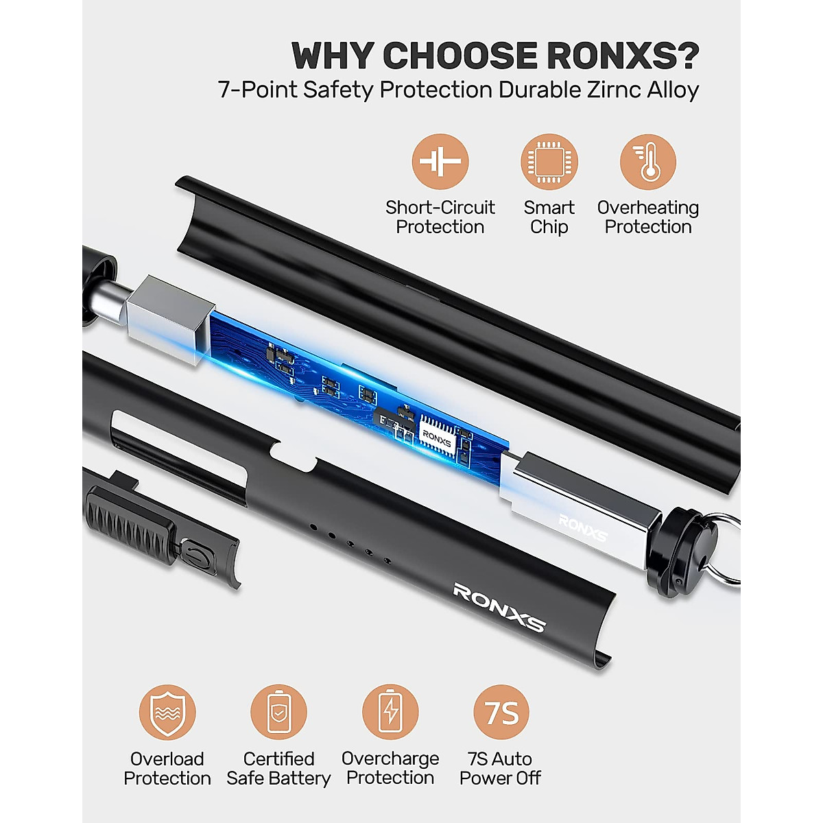 RONXS Lighter Electric Lighter, Candle Lighters USB Rechargeable Arc Lighter with Hanging Hook, LED Battery Display Long Lighters for Candle Grill BBQ Home Outdoor