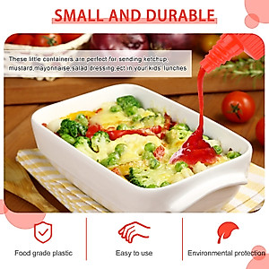 WXJ13 8 Pieces Mini Condiment Squeeze Bottles, 25ml Refillable Honey Ketchup Sauce Salad Dressing Squeeze Containers, Mini Ketchup Bottles, Plastic Portable Squeezable Jars Containers, 4 Style