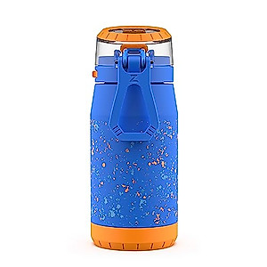 ZULU Kids Flex 12oz Tritan Stainless Steel Insulated Water Bottle with Silicone Spout, Leak-Proof Locking Flip Lid and Soft Touch Carry Loop for School Backpack, Lunchbox, and Outdoor Sports, Blue
