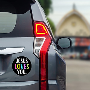 Jesus Loves You Magnet, Religious Bumper Sticker Magnetic Decal, Decoration for Cars, Office, an Classroom, 5.5 Inches