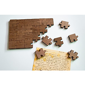 Wooden Puzzle Refrigerator Magnets, 24 PCS Natural Walnut Fridge Magnets, Strong Magnets for Fridge, Whiteboard, Kitchen, Office, and School, Locker(1.2in x 1.8in x 0.24in)